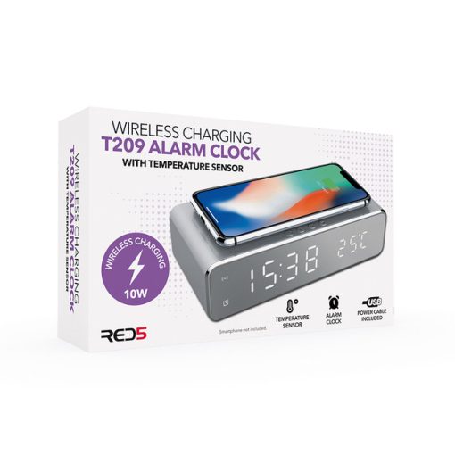 RED5 Wireless Charging Silver Alarm Clock – Quirky Gifts Malta